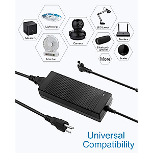 ALITOVE AC 100-240V to DC 12V 10A Power Supply Adapter Converter Transformer 12 Volt 10 Amp 120W with 5.5mm x 2.5mm 2.1mm DC Output Jack for 5050 3528 LED Strip Light CCTV Cameras 3D Printer