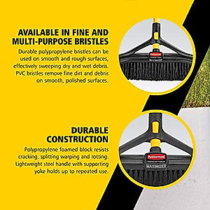 Rubbermaid Commercial Products Maximizer Push-to-Center Broom with Fine Bristle, 36" Wide, Black (2018730)
