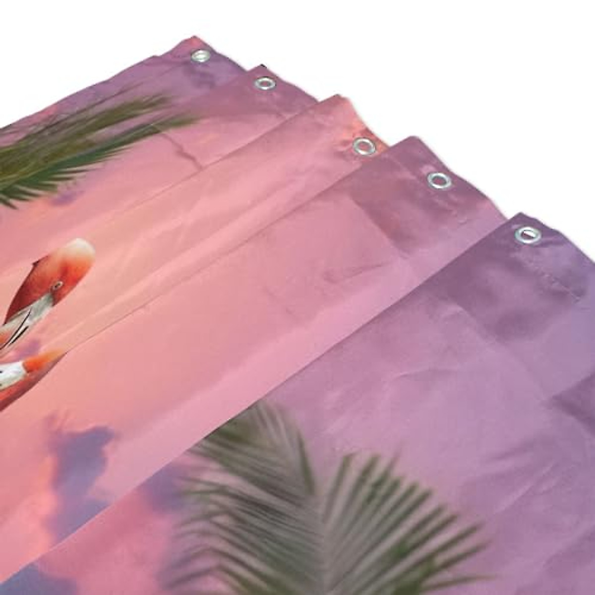 WELLDAY Shower Curtain Flamingos Bathroom Decor Waterproof Fabric with Hooks 60x72 Inch