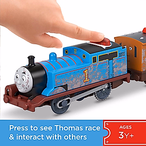 Thomas & Friends Motorized Toy Train Talking Thomas Engine with Sounds Phrases & Passenger Cars for Preschool Pretend Play Kids Ages 3+ Years