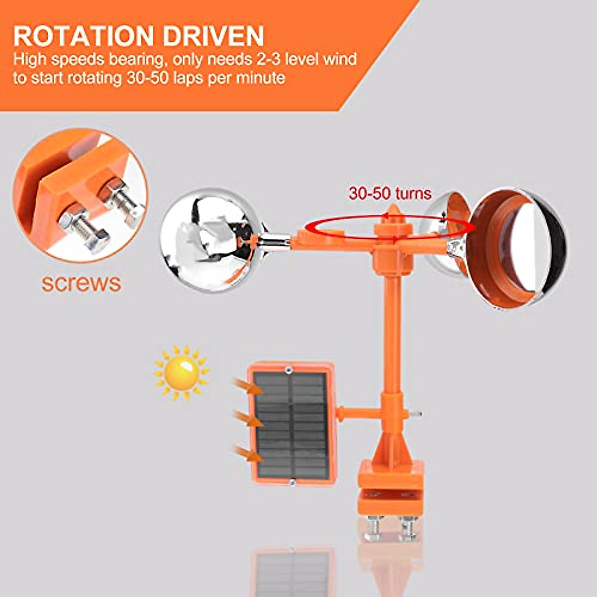 Tofficu Bird Animal Outdoor Devices Solar Powered Bird Deterrent Devices Bird Spinning Reflectors for Garden Farm