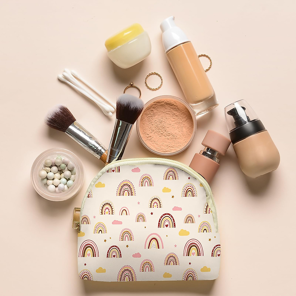 Whaline 5Pcs Boho Rainbow Cotton Fabric Bundles 18 x 22 Inch Rainbow Star Cloud Fat Quarters Boho Theme Quilting Patchwork Squares Sewing Fabrics for DIY Handmade Crafting Home Party Decor