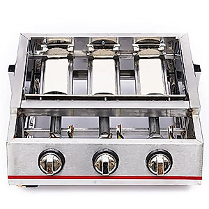 RustyVioum 3-Head Burners Gas BBQ Grill, Commercial Gas Lpg Grill, Portable Propane Gas Grill for Outdoor Bbq, Stainless Steel Barbecue Grill