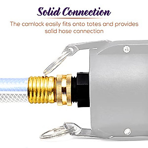 Genuine Harvest 2” IBC Camlock tote connector fitting/polypropylene IBC tote garden hose fitting standard with Stainless Steel Cam Levers - Pack of (1)