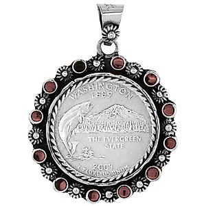 Sterling Silver Quarter Dollar Bezel 24 mm Coins Prong Back Flower Edge Amethyst Color Beads 25 Cent Coin NOT Included