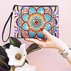 2 Pieces Mandala DIY Diamond Painting Purses 5D DIY Diamond Painting Handbag Handmade Diamond Art Wristlet Clutch Bag with Zipper for Women Girls Art Craft Makeup Gift (Elegant)