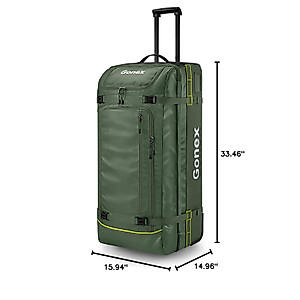 Gonex Rolling Duffle Bag with Wheels, 100L Water Repellent Large Wheeled Travel Duffel Luggage with Rollers 33 inch, Olive Green