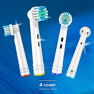 Whuppsi Replacement Brush Heads Compatible with Oral B Braun Electric Toothbrushes, 4PCS, Small Round Head Replace for Daily Clean, for Pro and Smart Series, for Triumph Professional Care Refills