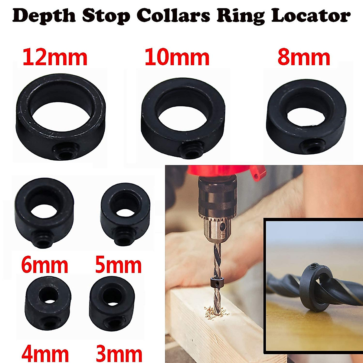 QISF 16Pcs Brad Point Wood Drill Bit 3/4/5/6/8/10/12mm Wood Working Drill with 3-12MM Center Point and Stopper Perfect for Woodworking Carpentry Drilling