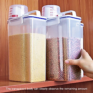 Yosoo 2Pcs Plastic Rice Storage Box, Thick Plastic Flour Storage Capacity Cereal Storage Bin Food Container for Kitchen