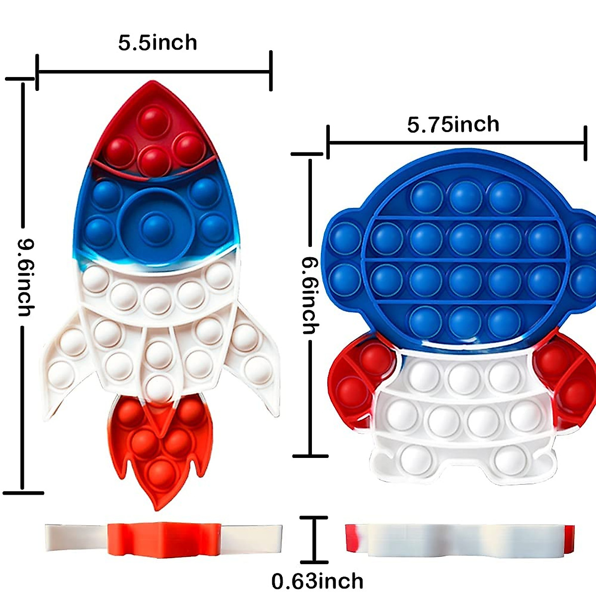 Formemory Pop it Fidget Toys, Pop its for Boys & Girls with Bigger & Deeper Bubble, Thicker & Louder Fidget Poppers Pack, Space Theme Autism Sensory Toys for Kids Adults (Rocket+Astronaut 2-Pack)