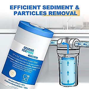 GOLDEN ICEPURE 5 Micron 10" x 4.5" Whole House Sediment Activated Carbon Water Filter Compatible with GE FXHTC, GXWH40L, GXWH35F, GNWH38S Universal Water Filter System 2pack