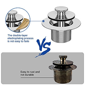 All Brass Bathtub Drain Lift & Turn Tub Trim Set Conversion Kit Assembly, Bathtub Drain Replacement Trim Kit with Two-Hole Overflow Faceplate(Chrome Plated)