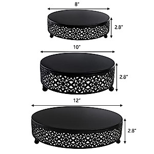 Hedume Set of 3 Black Cake Stand, Round Metal Cake Stands, Dessert Display Cupcake Stands, Wedding Brithday Party Celebration Dessert Display Plates-Black