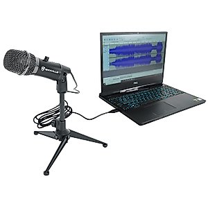 Rockville A-Stream Live Streaming USB Microphone w Gain+Mute Control+Stand+Cable