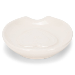 DEMDACO Heart Embossed Glossy Classic White 6 x 5 Stoneware Ceramic Oval Spoon Rest