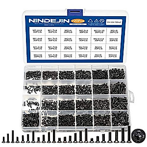 NINDEJIN 720pcs Laptop Notebook Computer Carbon Steel Screws Kit Set, Flat Head Phillips Screw Assortments, M1.4/1.7/2/2.5/3 Countersunk ssd Screws Accessories for SSD Toshiba DELL Sony Samsung
