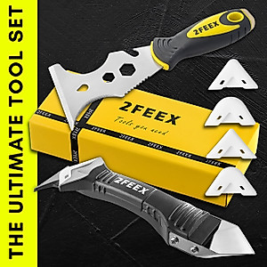 2FEEX Caulking Tool Set - 3-in-1 Silicone Caulk Finishing & Removal Tools, 10-in-1 Multifunction Putty Knife - Sealant Scraper & Grout Remover - Professional Kit for Bathroom, Kitchen, Sink, & Shower