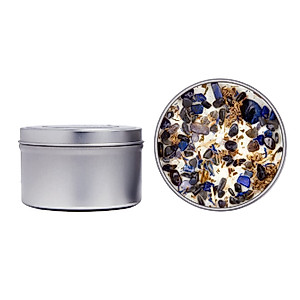 Third Eye Chakra Candle by New Moon Beginnings - Chakra Candles - Dried Flower, Herb, & Crystal Candles - Aromatherapy Candles - Soy Candle - 8oz Tin