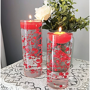50 Pcs Pearl String for Floating Candles Centerpiece, Red Faux Pearl Beads Vase Filler for Wedding Table Décor.