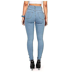 Andongnywell Super High Waisted Stretchy Skinny Jeans Denim Pants (Sky Blue,X-Small)