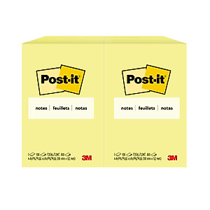 Post-it Notes, 4 in x 6 in, America's #1 Favorite Sticky Notes, Canary Yellow, 12 Pads/Pack