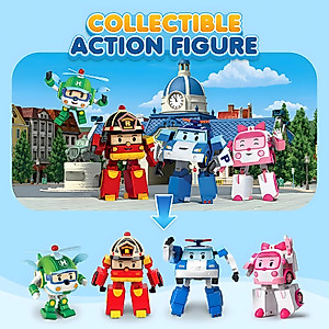 Robocar Poli 2 Pack Poli + Helly Transforming Robot Toys, 4" Transformable Action Figure Toy,Emergency Vehicle Playset, Holiday Birthday Rescue Team Car Toys Gift for Boys Girls Age 1 2 3 4 5