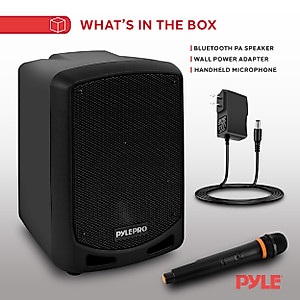Pyle Bluetooth Karaoke PA Speaker - Indoor / Outdoor Portable Sound System with Wireless Mic, Audio Recording, Rechargeable Battery, USB / SD Reader, Stand Mount - for Party, Control - PSBT65A Black