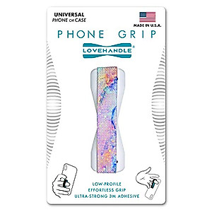 LOVEHANDLE Universal Phone Grip for Most Smartphones, Mini Tablets and Cases, Magic Marble Design Elastic Strap with White Base, lh-01-magicmarble