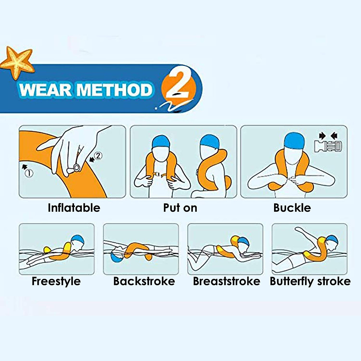 Hyfoo Floaties Swim Vest for Child, Portable Inflatable Pool Floats Swimming Ring with Adjustable Safety Buckle, Safety Swim Arm Bands with Double Surround Air Bag, Durable Float Tube for Kids/Adult