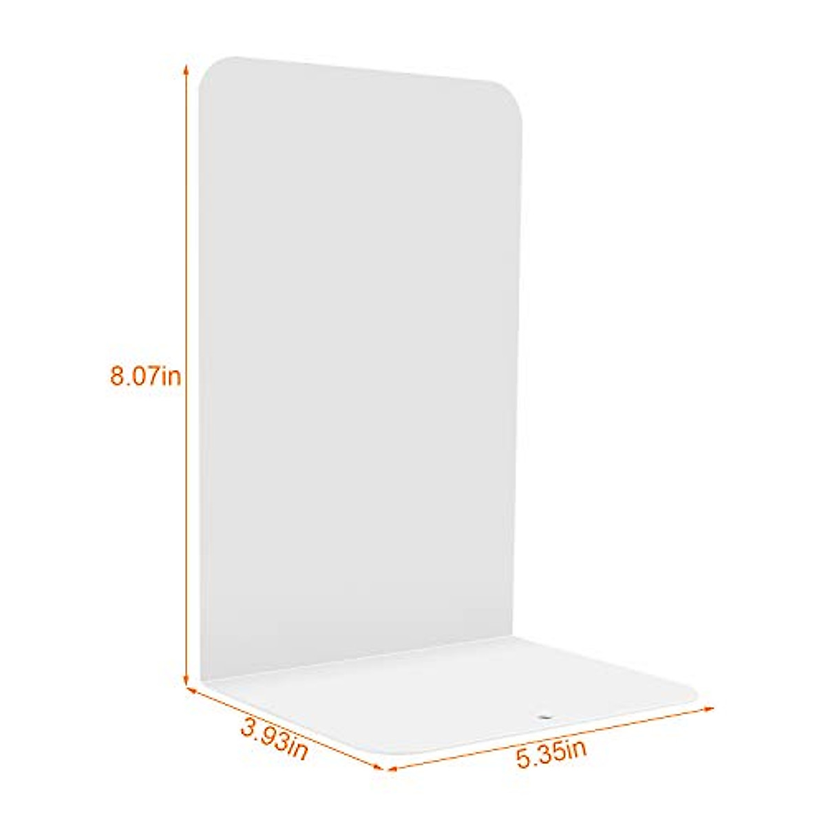 2 Pcs White Metal Bookends 8.0 x 3.9 x 5.3 Inch, CBTONE Heavy Duty Premium Book Ends for Shelves, Nonskid Book Holders for Books Notebooks Files Magazines DVDs - Great for Office, Home, School, Dorm