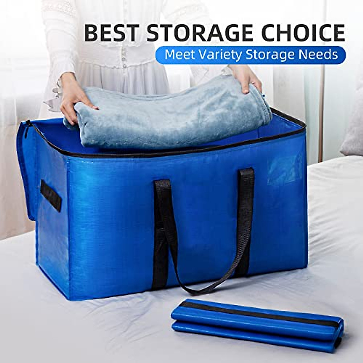 TAILI Extra Large Moving Bags, 4 Pack Heavy Duty Totes For Storage with Reinforced Zipper, Wrap Around Handles, Storage Bags for Space Saving Moving Storage, Alternative to Moving Boxes