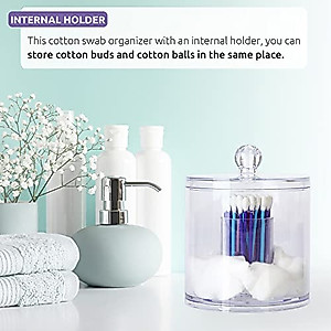 EDNA HOME Cotton Ball and Swab Holder, Apothecary Organizer Jar for Q-Tips, Cotton Rounds, Makeup Items in Bathroom, Vanity