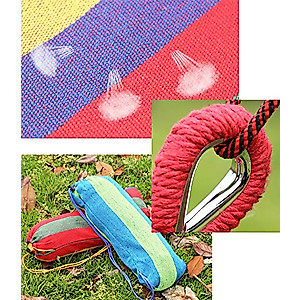 2 Person 661lb Capacity Double Hammock with Two Anti Roll Balance Beam and Sturdy Nylon Tree Straps for Outdoor Indoor Patio Garden Backyard Backpacking Travel Beach Blue & White