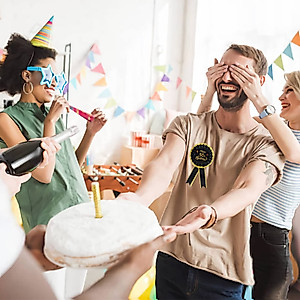 INNORU Happy 50th Birthday Tinplate Badge Pin, Satin Fabric 50th Birthday Pin, Cheers to 50 Years Rosette Button Pins, Happy Birthday Party Accessory Brooch Pin Party Decorations Black - Pack of 1