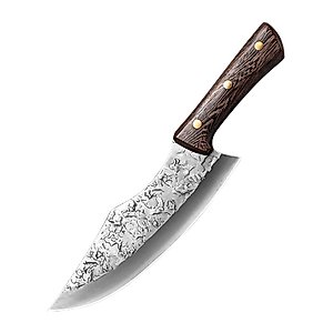NA 7.5'' Hand Forged Meat Cleaver Stainless Steel Chef Knife Butcher Knives Chopper for Kitchen, Restaurant or Camping