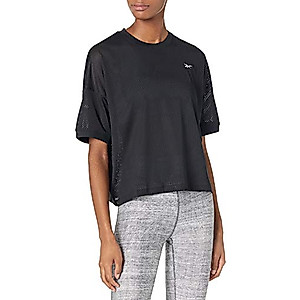 Reebok Women's Training Essentials T-Shirt, Black Mesh, X-Large