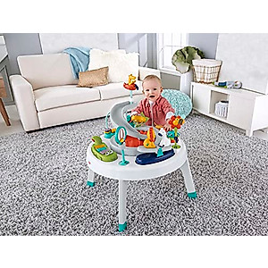 Fisher-Price Baby to Toddler Toy 2-In-1 Sit-To-Stand Activity Center with Music Lights and Spiral Ramp, Spin ‘N Play Safari