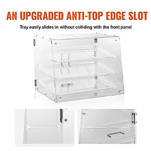 VEVOR Pastry Display Case, 3-Tier Commercial Countertop Bakery Display Case, Acrylic Display Box with Rear Door Access & Removable Shelves, Keep Fresh for Donut Bagels Cake Cookie, 20.7"x14.2"x16.3"