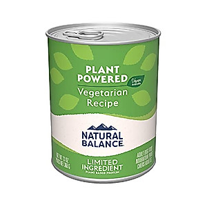 Natural Balance Limited Ingredient Adult Wet Canned Dog Food with Vegan Plant Based Protein and Healthy Grains, Vegetarian Recipe, 13 Ounce (Pack of 12)