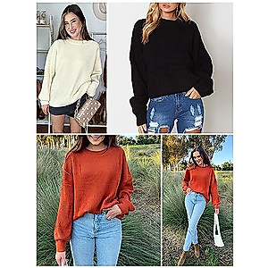 PRETTYGARDEN Long Sleeve Oversized Sweaters for Women Fall 2023 Crew Neck Solid Color Casual Knit Pullover Sweater Tops (Navy,Small)
