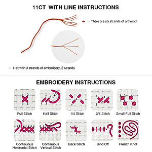 Cross-Stitch Stamped Kits, 11CT 3 Strands 16x20 inch, Loyal Golden Retriever Printed Cross Patterns, Embroidery Crafts Needlepoint Kit, Beginners Starter Kits, DIY Handmade Gifts