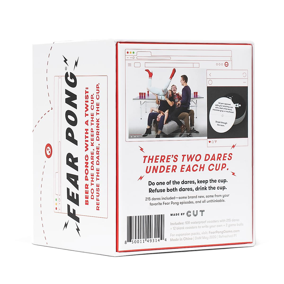 Fear Pong: Refreshed Edition – Unleash Your Wild Side – The Daring Adult Card Game by Cut – Contains 200+ Horrible Dares – Extreme Beer Pong for Parties and Game Night