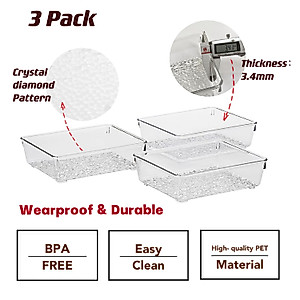 fontal Refrigerator Organizer and Storage Bins -3pcs Clear Plastic Bins For Fridge, Freezer, Kitchen Cabinet, Pantry Organization, BPA Free Fridge Organizer