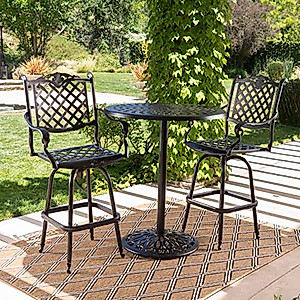 Christopher Knight Home Arlana Outdoor Cast Aluminum Bar Set, 3-Pcs Set, Shiny Copper Finish