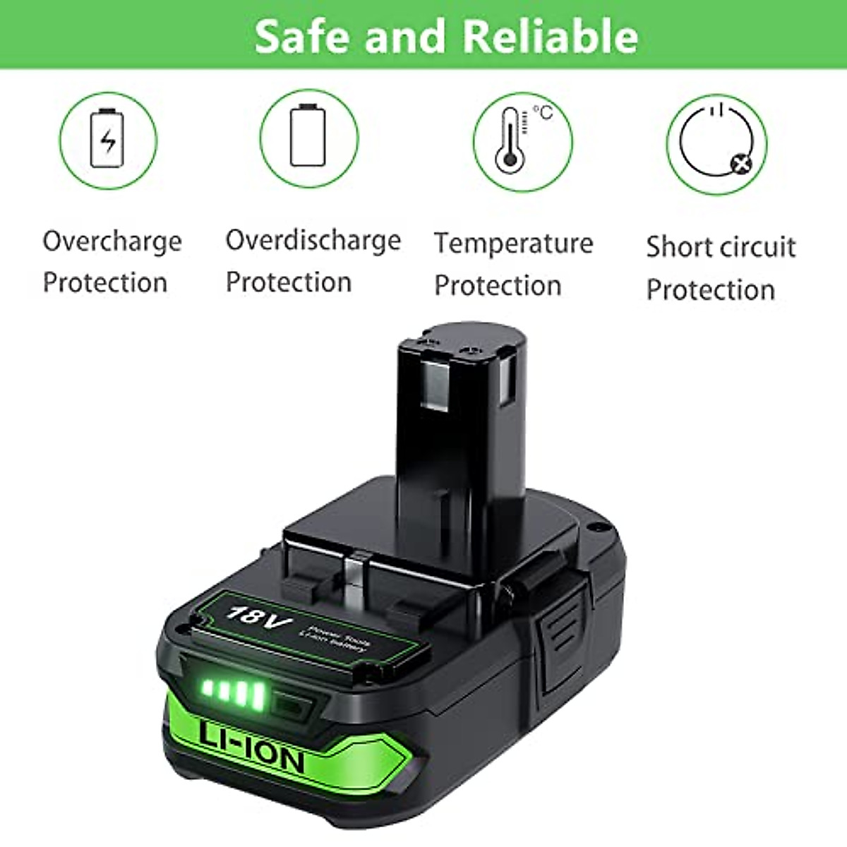 Bonacell 2Pack 【Upgrade】 18V 3800Ah Replacement Battery for Ryobi 18V Lithium Battery ONE+ Plus P102 P103 P104 P105 P106 P108 P107 P109 for Cordless Power Tools