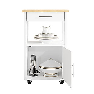 JY QAQA 22" Kitchen Island on Wheels with Storage Cabinet Kitchen Cart Cabinet with Shelves, Cart Handle for Towel Rack or Free Mobility, Portable Islands for Kitchen,White