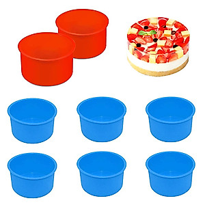 4 Inch Silicone Cake Mold Baking Pan Round 4 Inch Non-Stick Bakeware Pan Reusable Mini Cake Pan for Oven Blue,Red