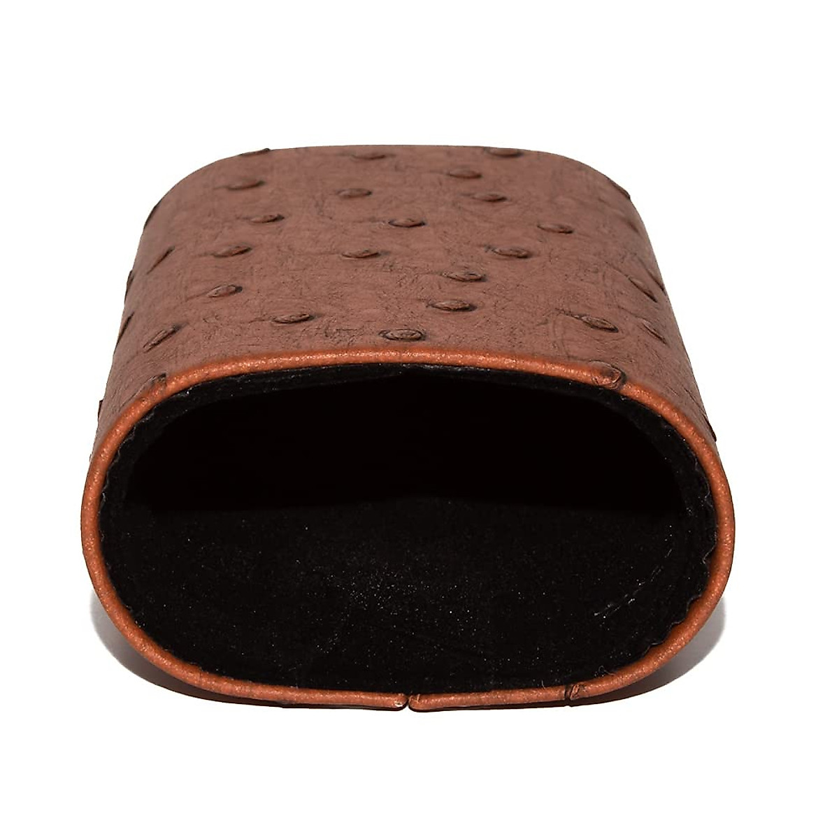 Calabria Desktop Eye Glasses Holder Soft Lining Weighted Base Brown Mens Womens Eyeglasses Stand Case Nightstands PU Leather