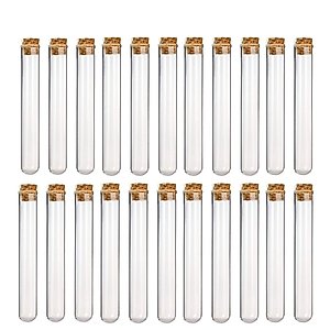 WarmShine 30 Pack 6ml Clear Plastic Test Tubes with Wood Cork Stoppers for Scientific Experiments Party Favor,12x75mm